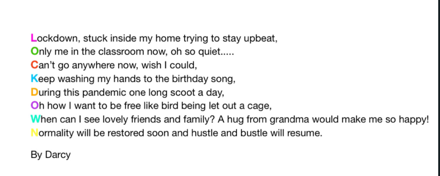 Y34 Lockdown poetry | Woodmansey CE Primary School