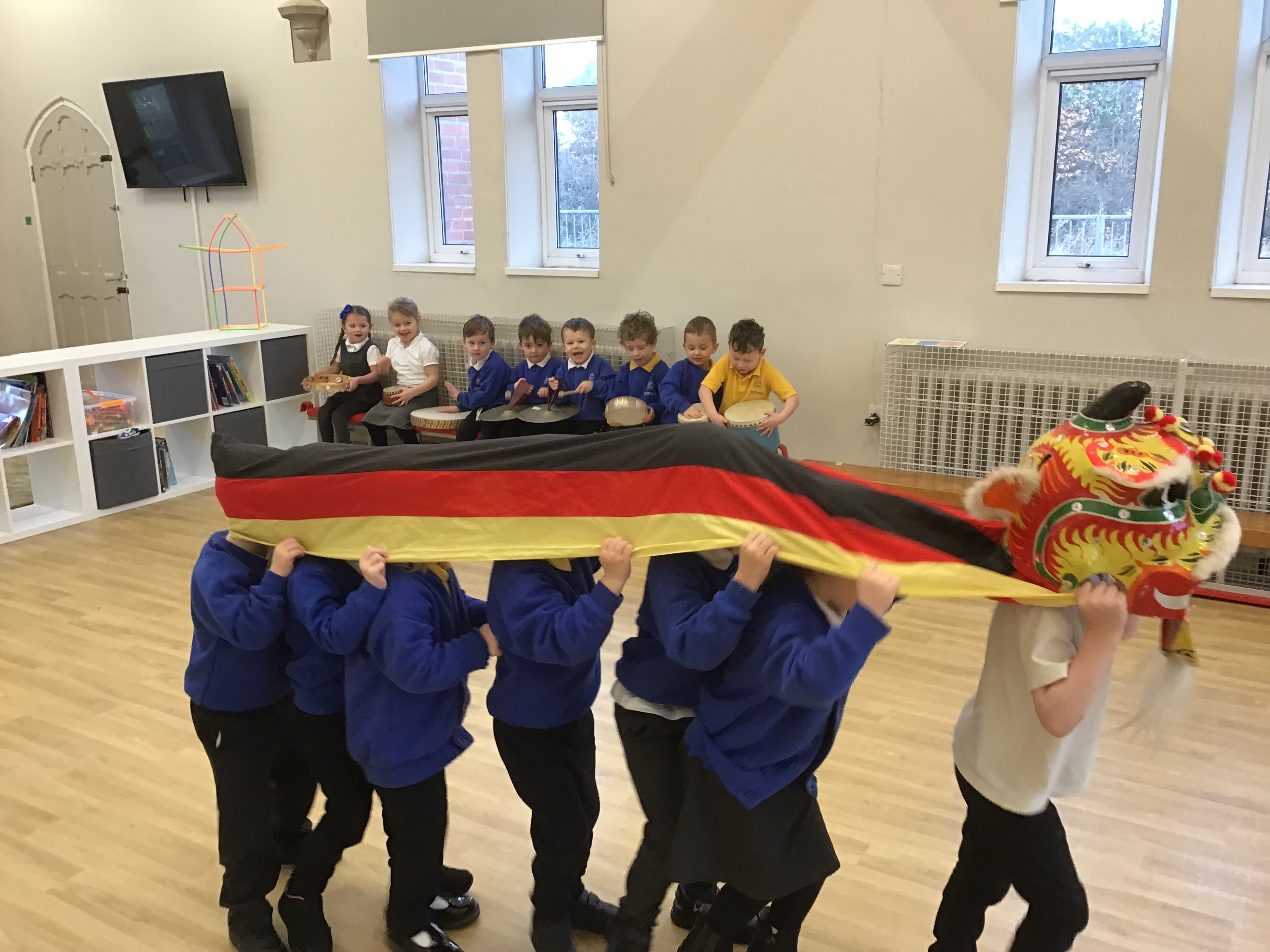 What noisy Lion Dance and parade with cymbals and drums as a finale to ...